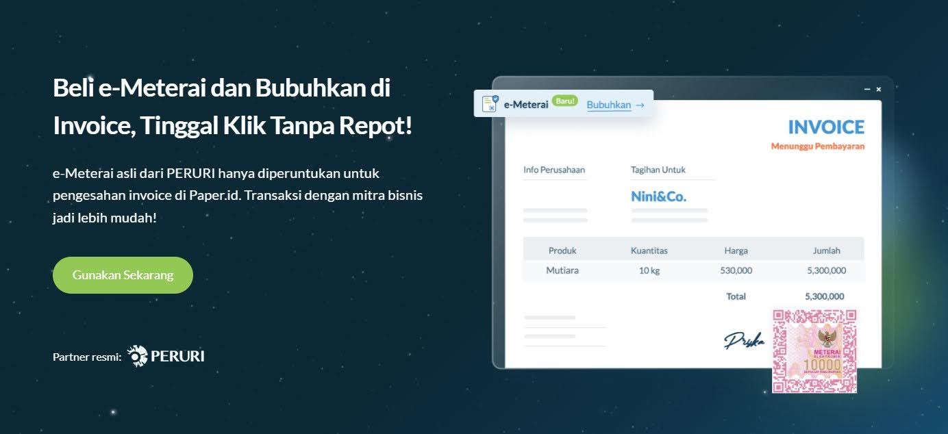 √ Membuat Invoice dan Pembubuhan E-Meterai dengan Paper.id
